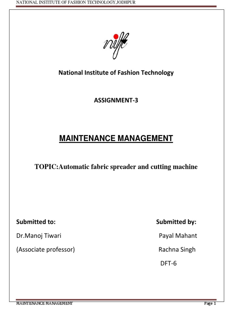Maintenance Plan of Automatic Cutting Machine | PDF | Belt (Mechanical ...