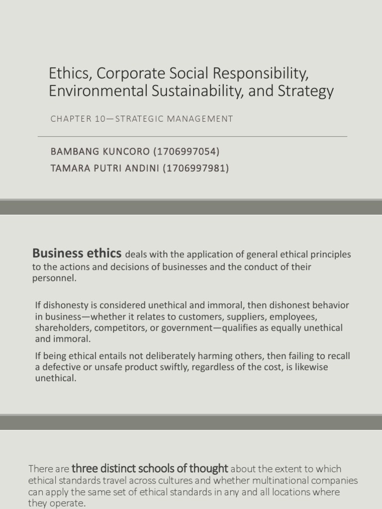Ethics and CSR in Strategic Management | PDF | Corporate Social ...