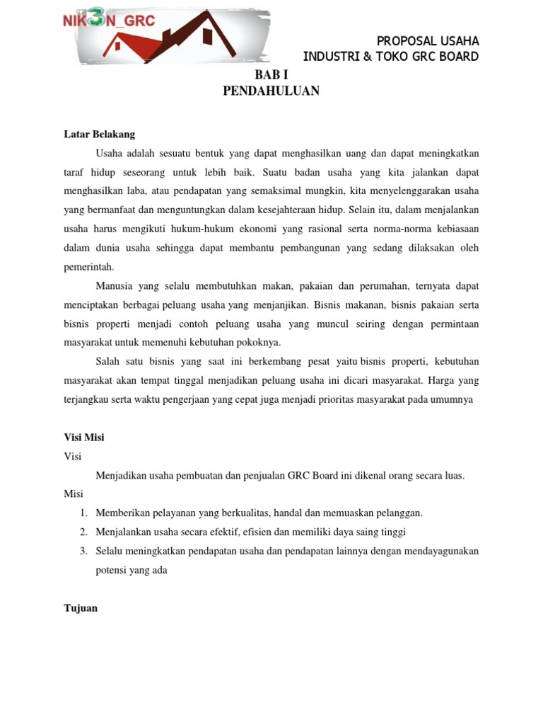 Proposal Usaha - GRC Board (KWH NIKEN) | PDF
