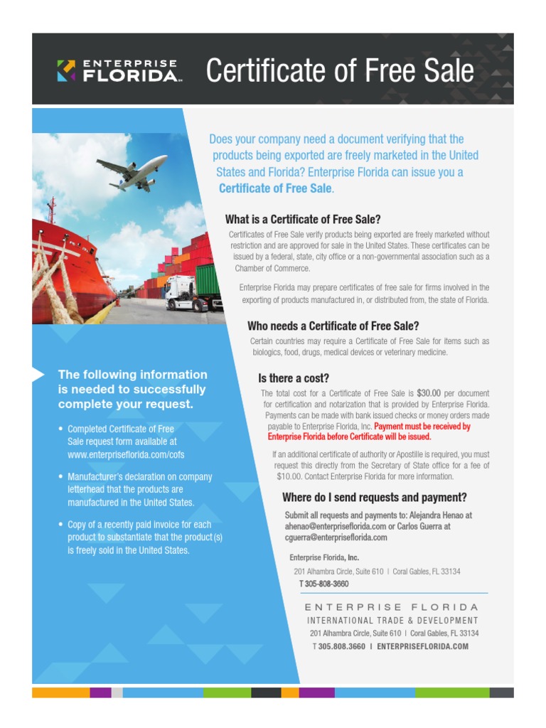 Certificate of Free Sale Flyer | PDF | Business