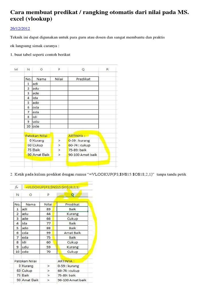 Rumus Predikat Excell | PDF
