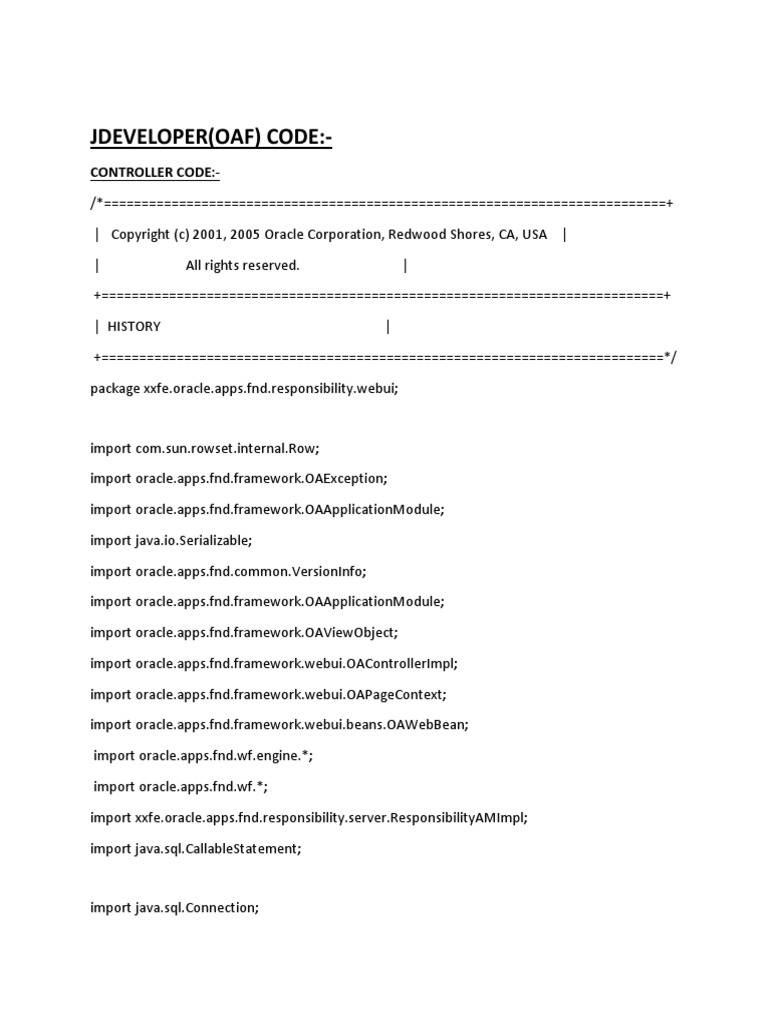 OAF Code | Download Free PDF | Java (Programming Language) | Software Development