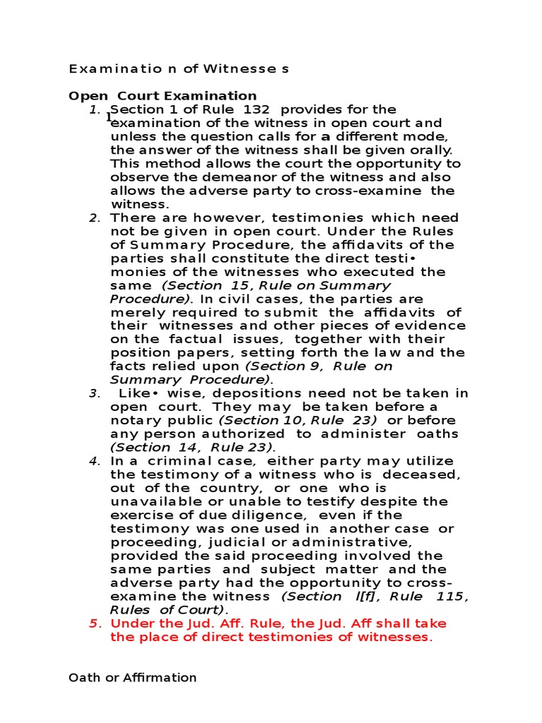 C Examination of Witnesses | PDF | Witness Impeachment | Cross Examination