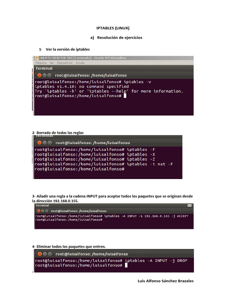 Ejercicios Básicos Iptables | PDF | Transmisión de datos | Software