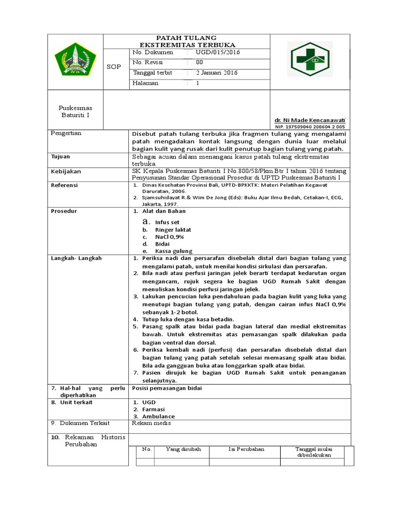 15 Sop Patah Tulang Ekstremitas Terbuka | PDF