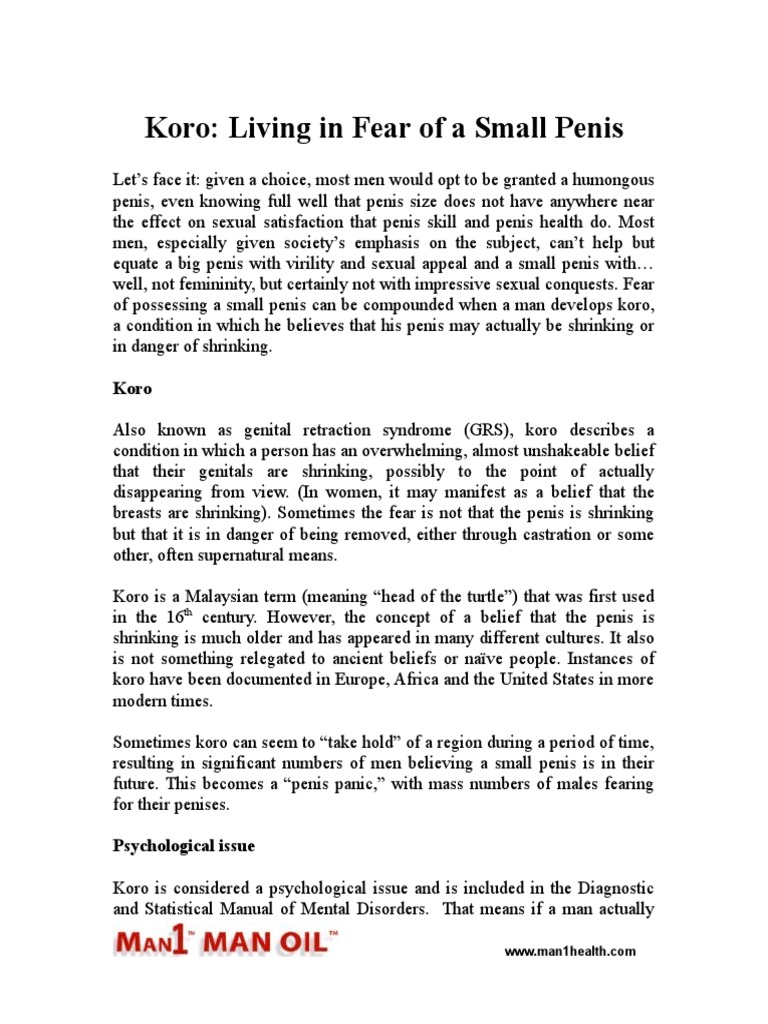 Koro: Living in Fear of A Small Penis | PDF | Psychiatry | Behavioural ...