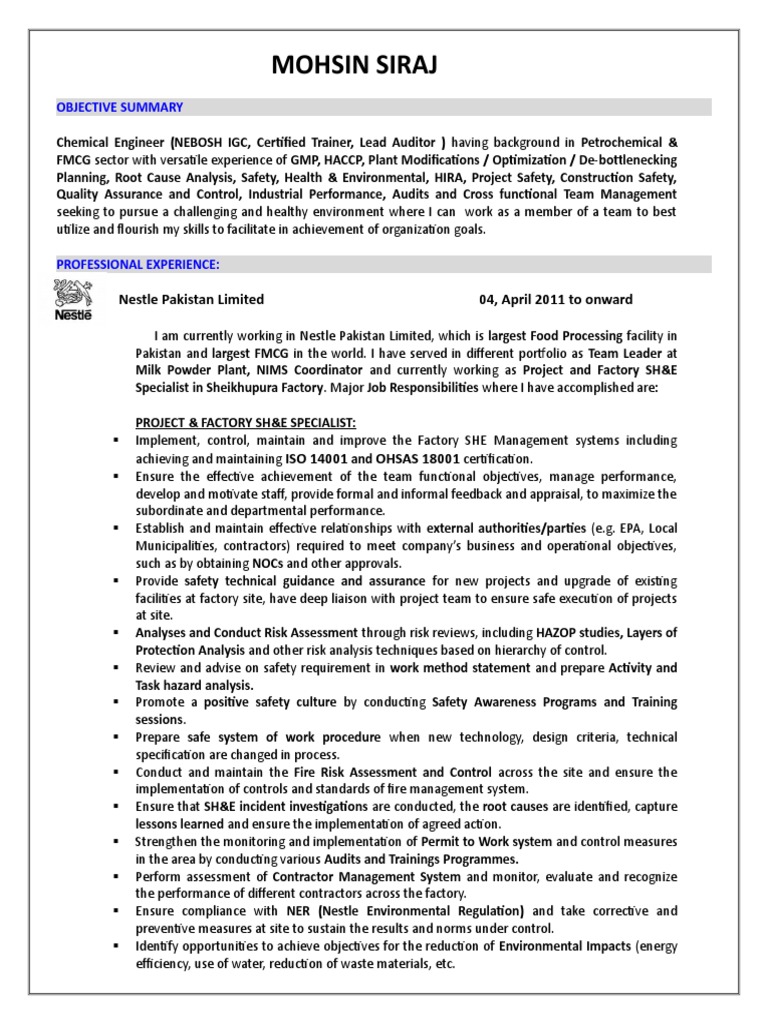 mOHSIN CV | PDF | Audit | Risk Assessment