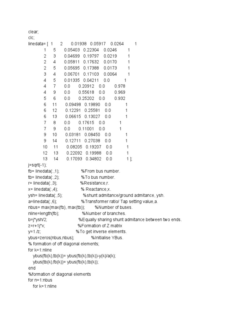 Y-Bus Matrix Calculation in Power Systems | PDF | Mathematical ...