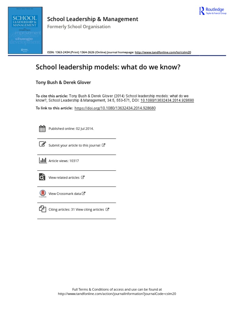 School Leadership Models What Do We Know | PDF | Leadership | Teachers