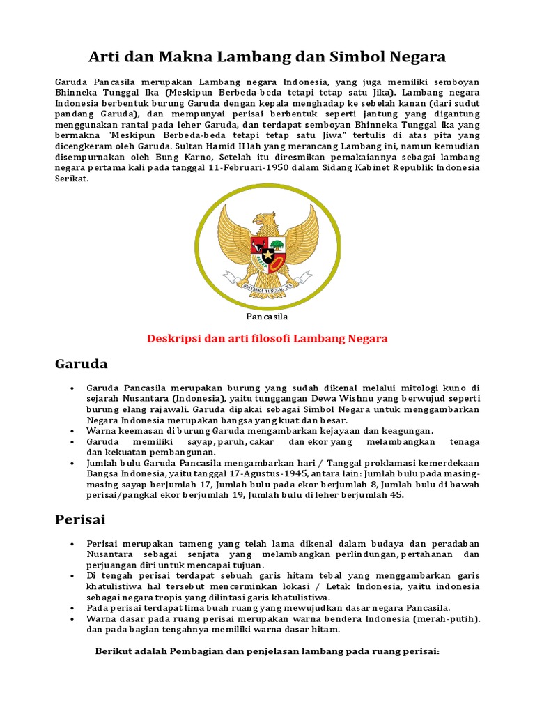 Arti Dan Makna Lambang Dan Simbol Negara | PDF