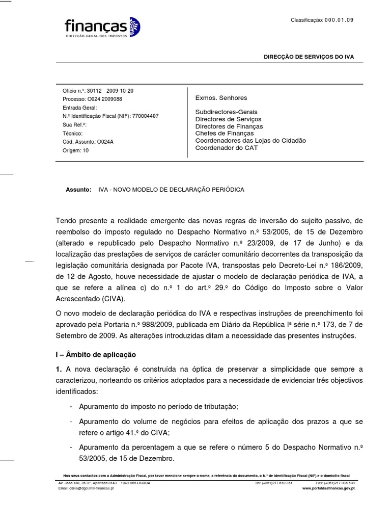 Oficcirc - 30112 - Iva - Modelo Declaraçao Periodica | PDF | Imposto ...