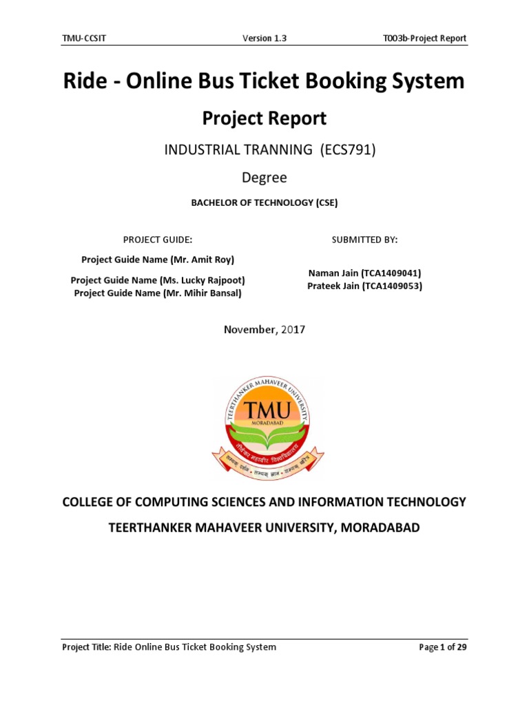 Ride - Online Bus Ticket Booking System: Project Report | PDF | Ibm ...