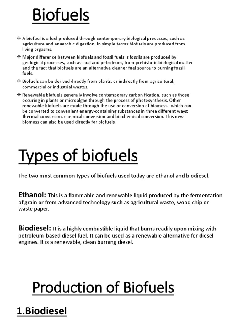 Biofuels Presentation | Download Free PDF | Biofuel | Fuels