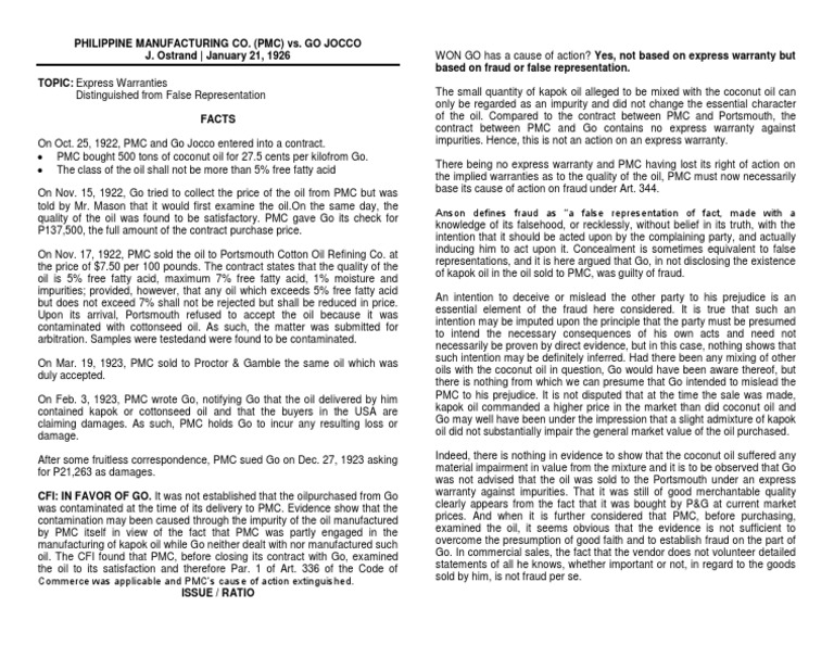 PMC Vs GO JOCCO | PDF | Fraud | Common Law