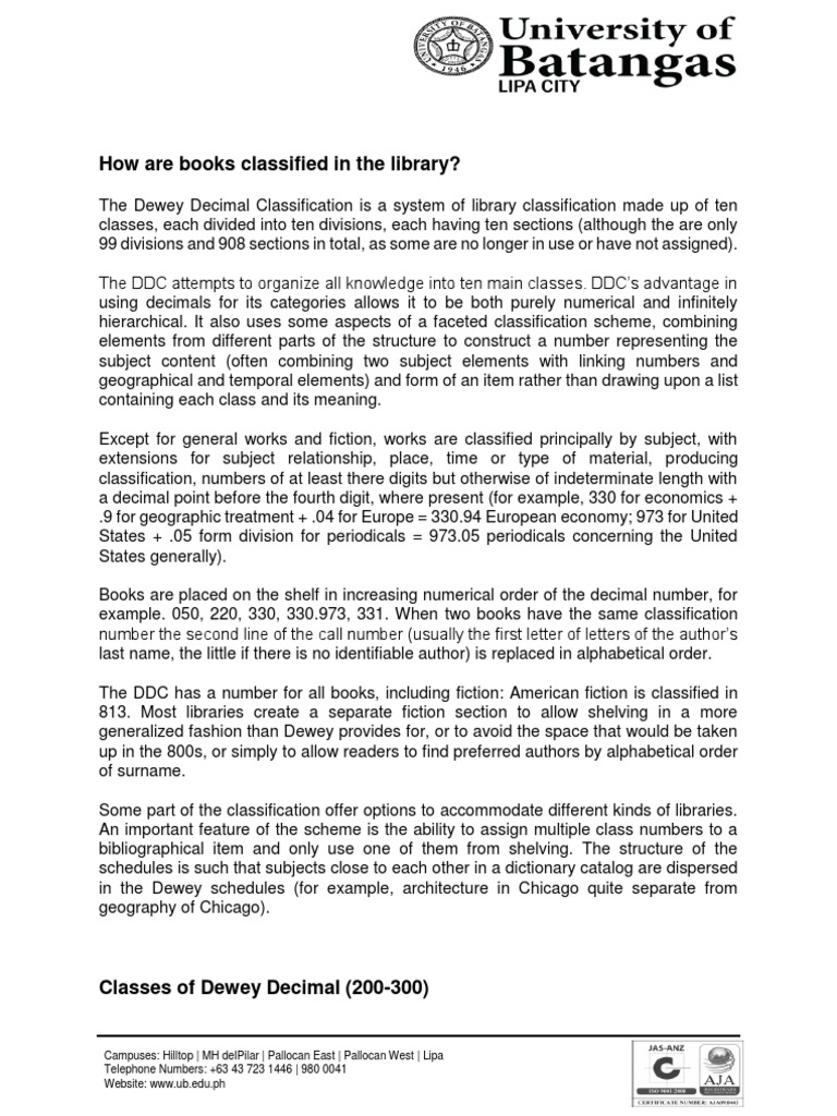 How Are Books Classified in The Library? | Download Free PDF | Library ...
