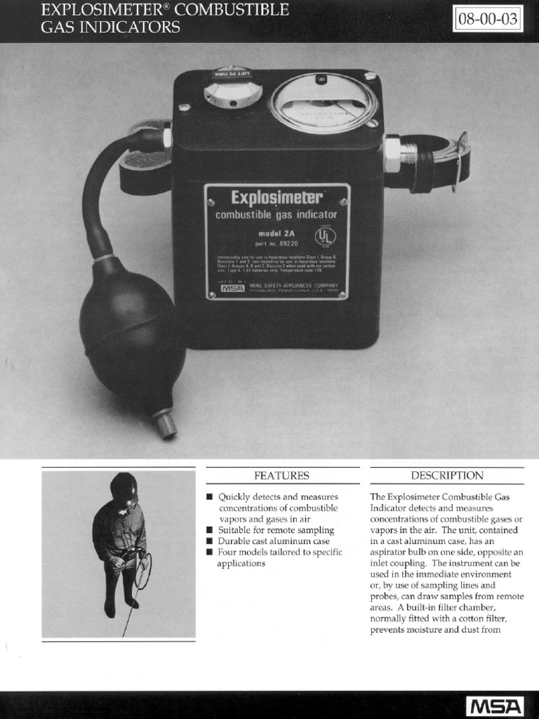 Explosimeter Combustible Gas Indicator Datasheet | PDF