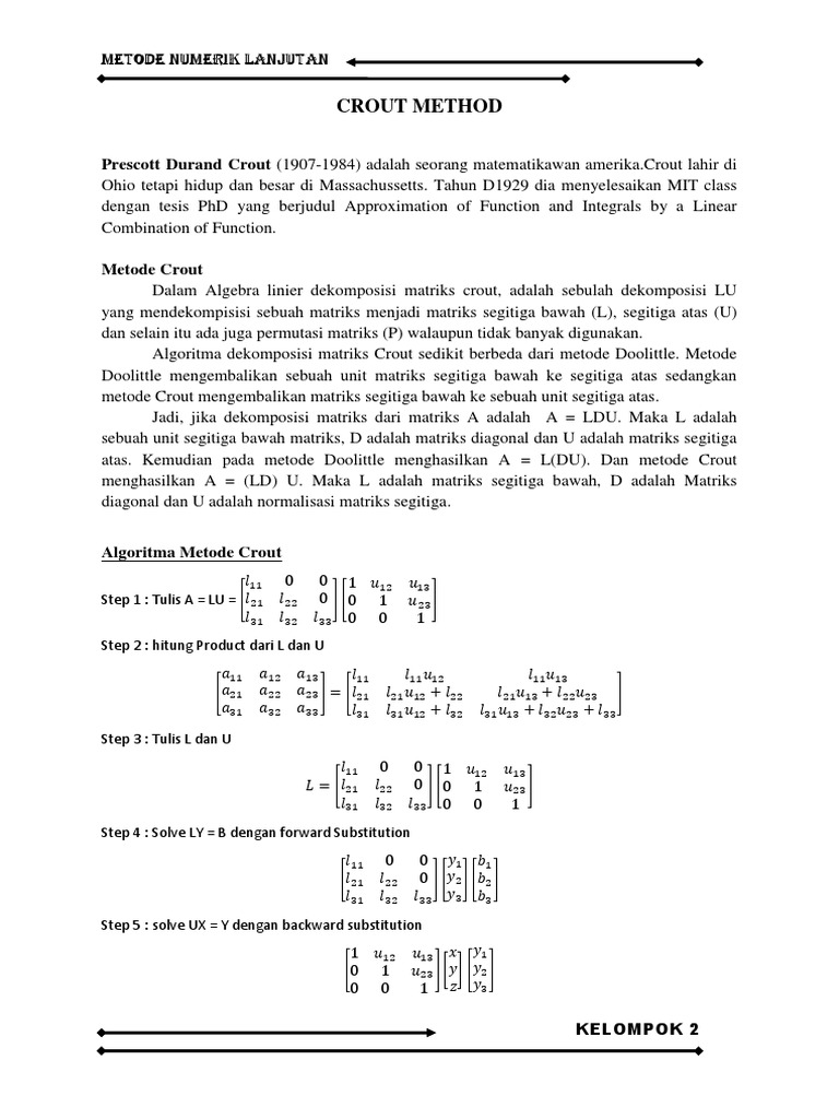 Crout Method | PDF