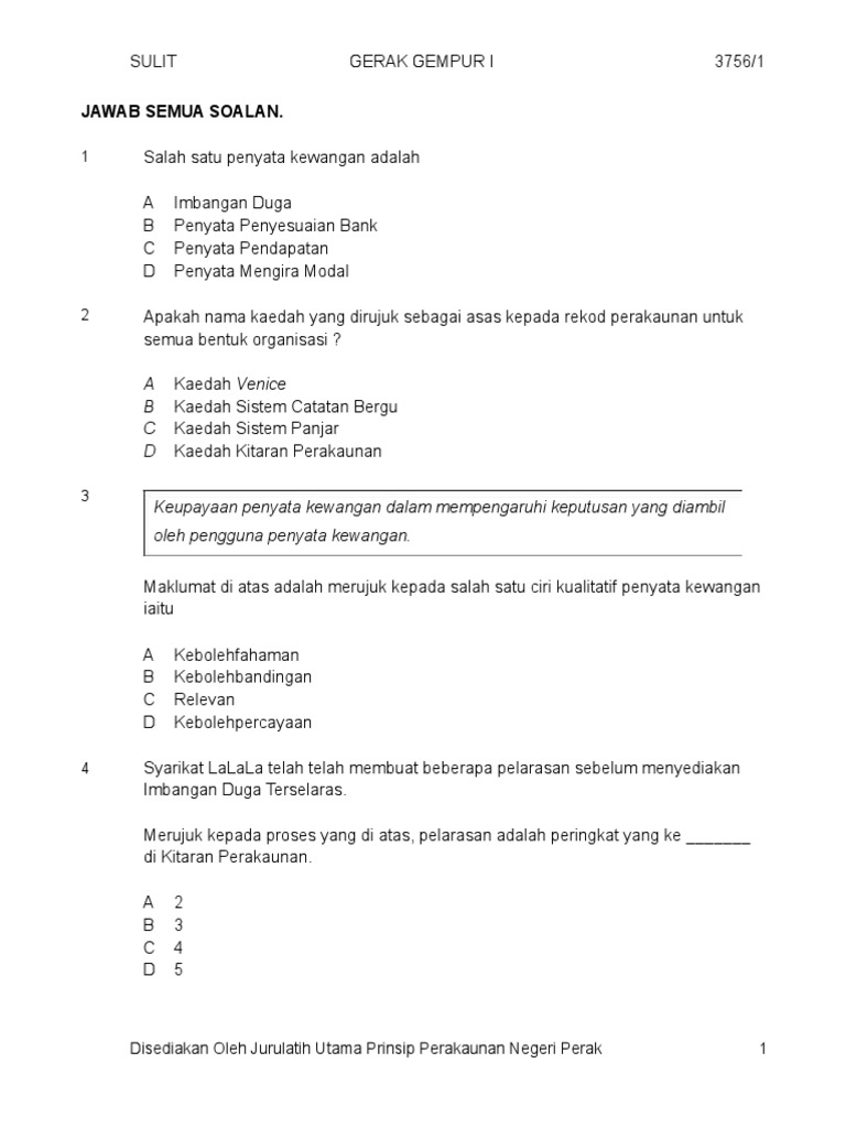Gerak Gempur Kertas 1 | PDF