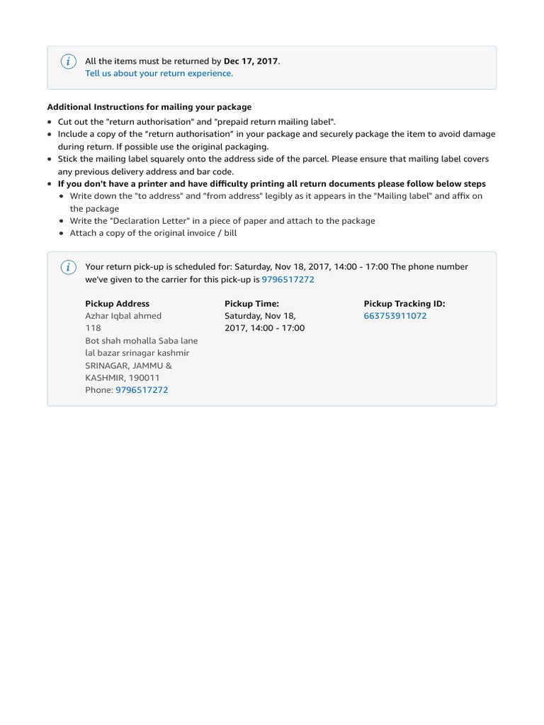 Amazon - in - Online Return Center | PDF