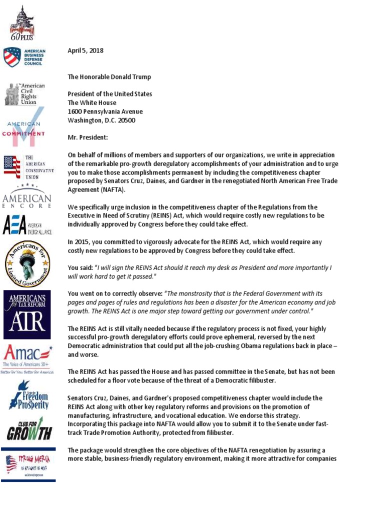 Nafta Reins Letter | Download Free PDF | North American Free Trade ...