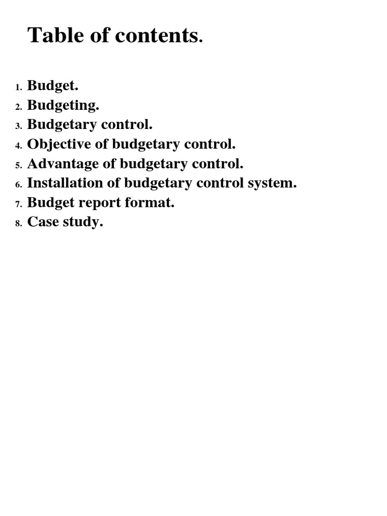 Budgetary Control and Reporting Format With Case Study | PDF ...
