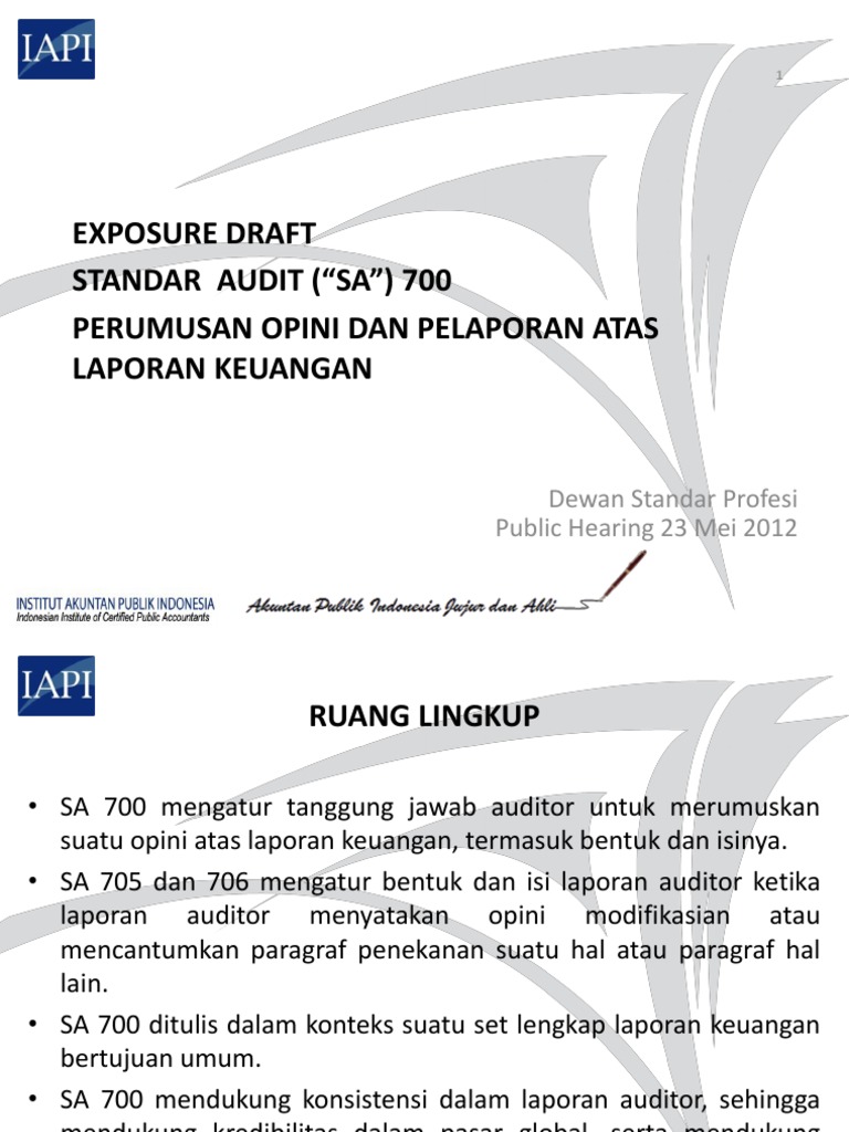 Standar Audit SA 700: Opini Laporan Keuangan | PDF