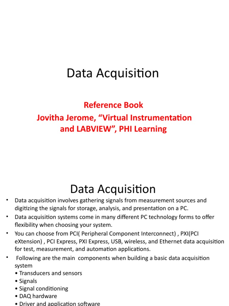 Data Acquisition: Reference Book Jovitha Jerome, "Virtual ...