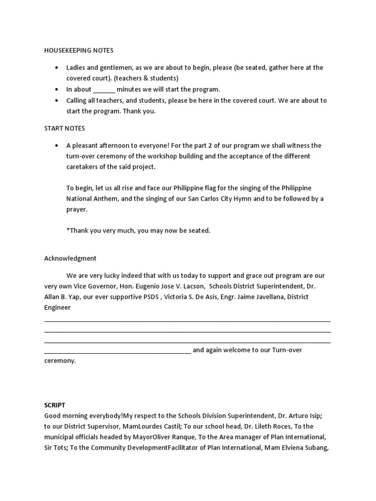 Emce Script Turnover Ceremony | PDF