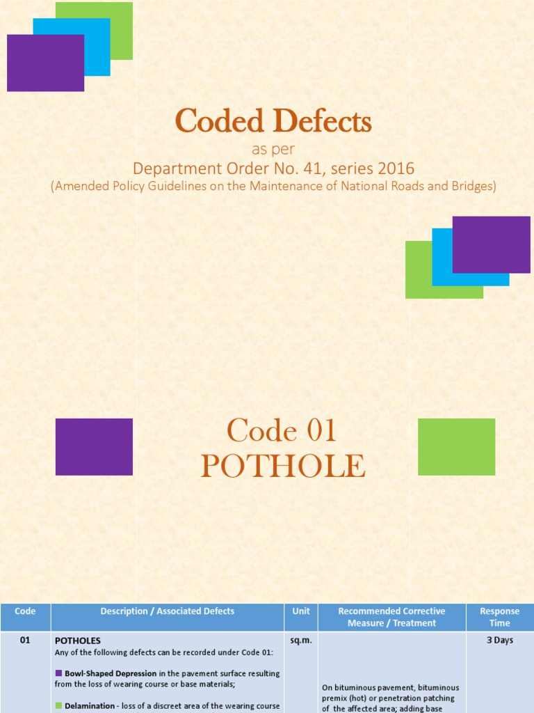 (B) Coded Defects | PDF | Road Surface | Drainage