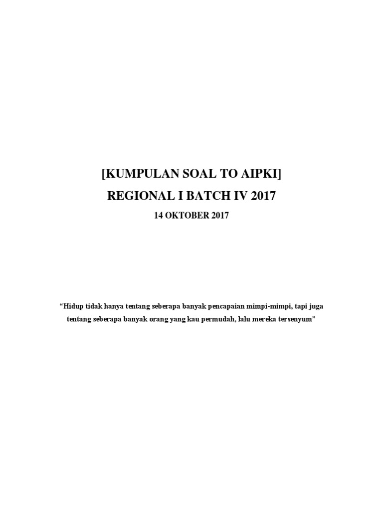 To Aipki Regional I Batch IV 2017 | PDF