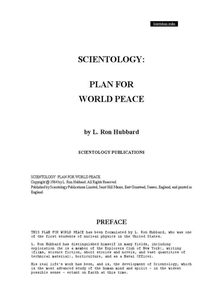 Scientology Plan For World Peace | PDF | Money | Central Banks