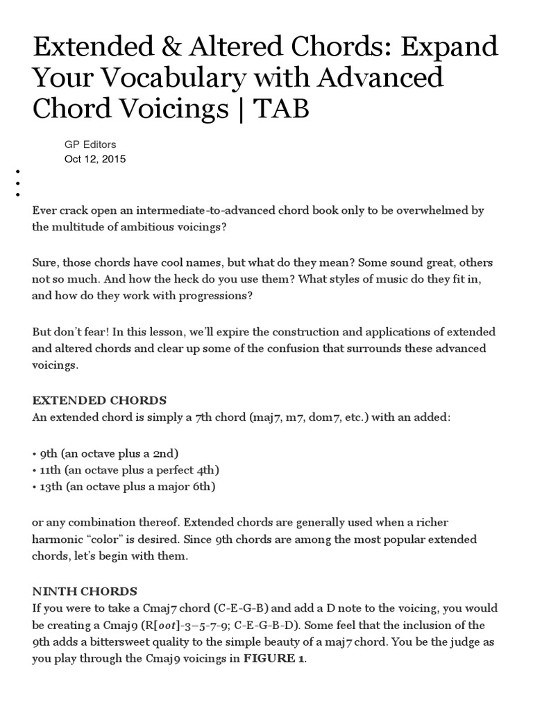 Understanding Extended & Altered Chords | PDF | Chord (Music) | Music ...
