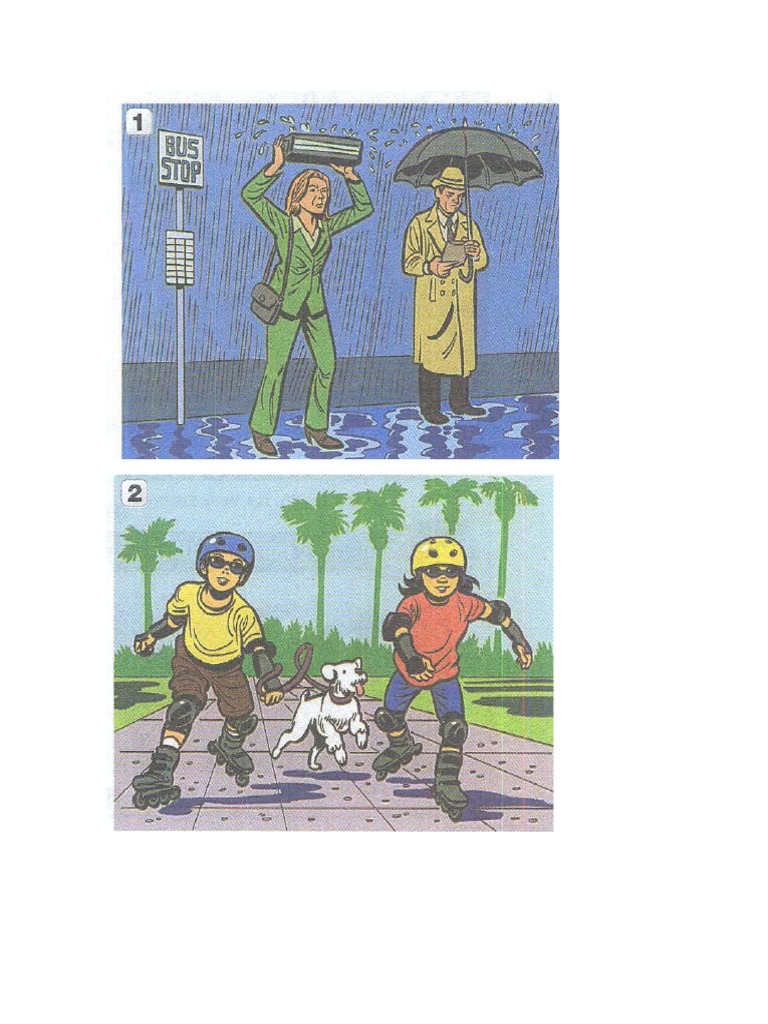 ESL Picture Description (Activities - Clothes - Weather) | PDF