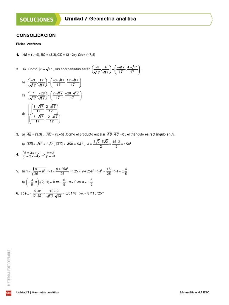 4ACAD Sol U7 | PDF | Geometría algebraica | Línea (geometría)