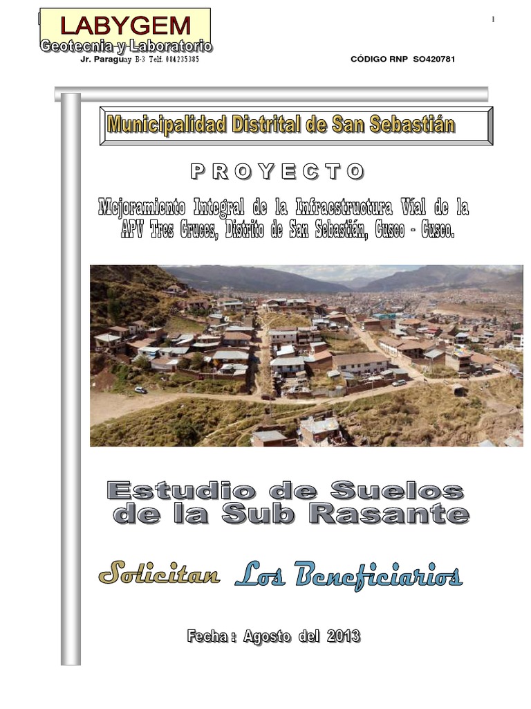 Estudio de Suelos - Sub Rasante | PDF | Ingeniero civil | Naturaleza