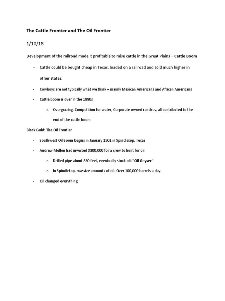 1:10:18 - The Cattle Frontier and The Oil Frontier | PDF