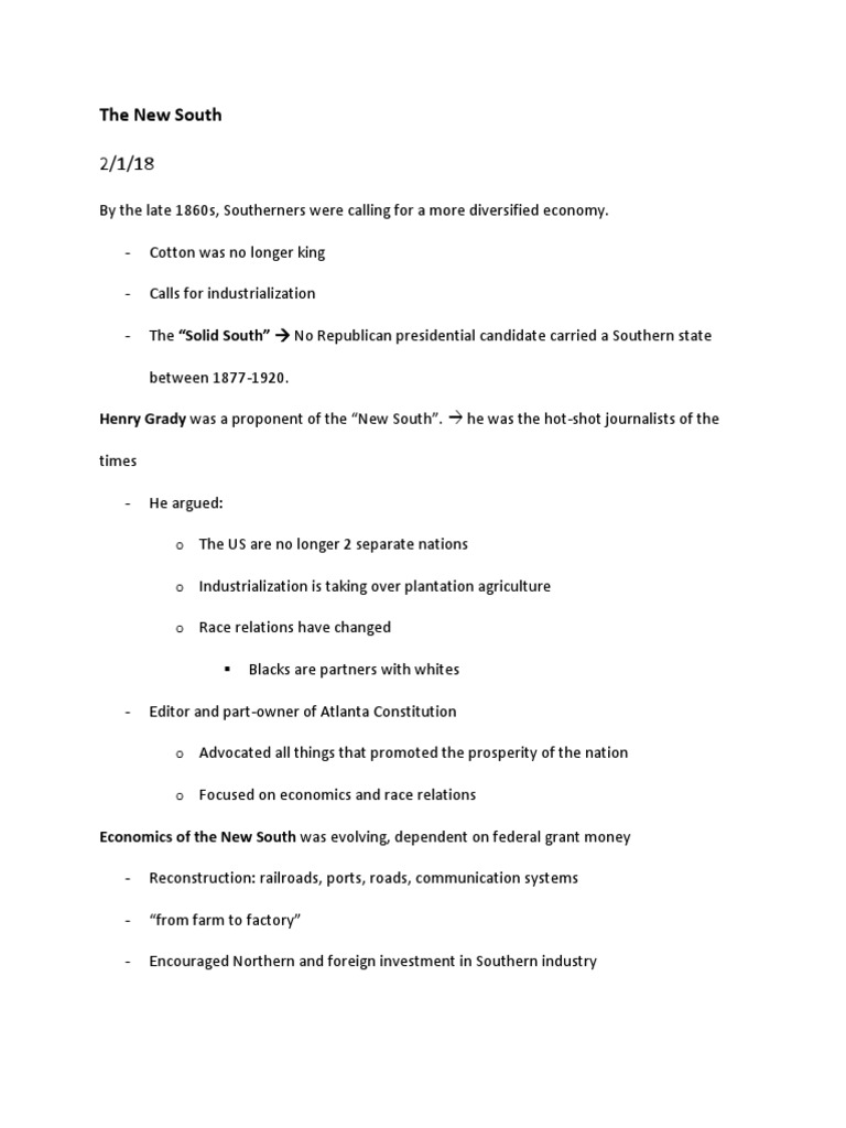 2:1:18 - The New South | PDF | Southern United States | Racial ...