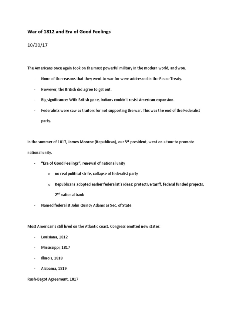 War of 1812 and Monroe Doctrine Overview | PDF | James Monroe | John ...