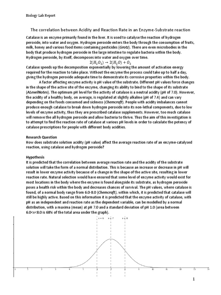The Effect Of Ph On The Reaction Rate Of Catalase Mediated Hydrogen