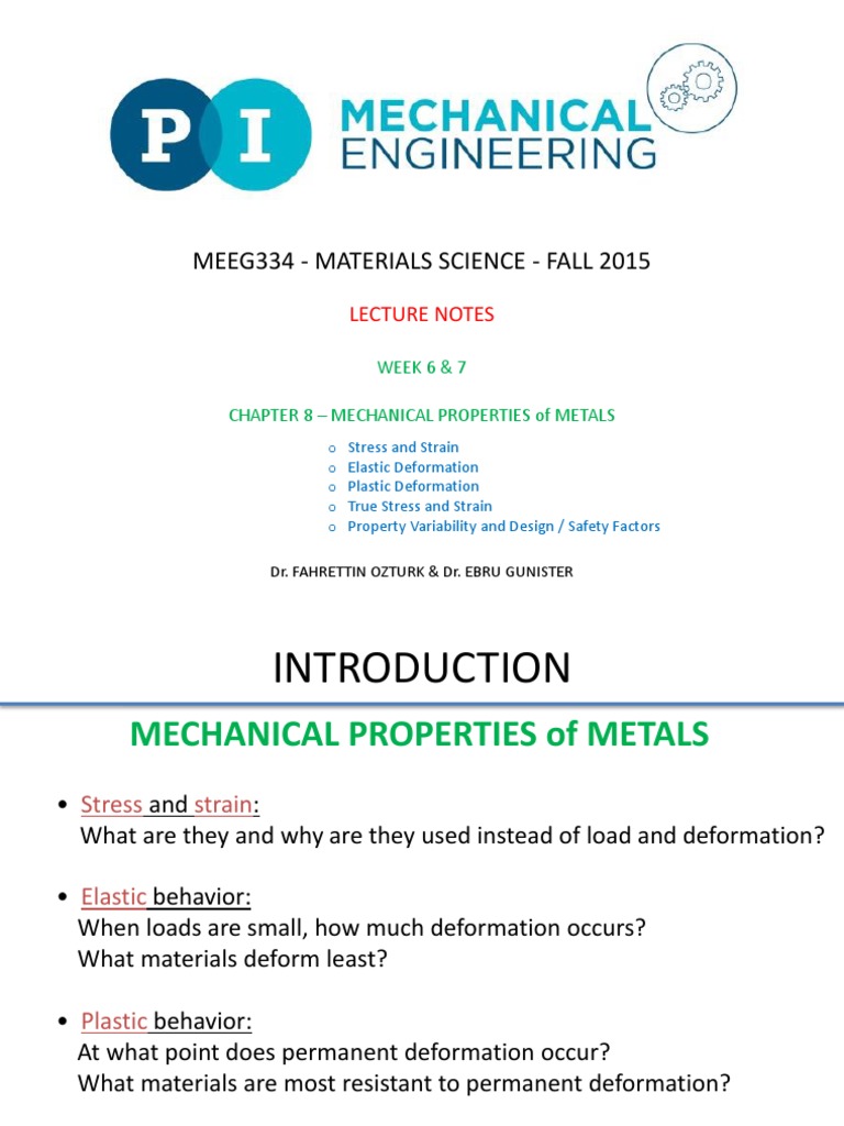Chapter 8 - Mechanical Properties of Metals - Week 6&7 | PDF ...