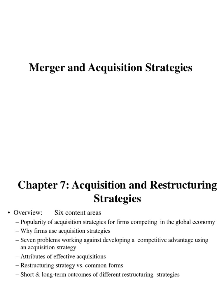 Merger and Acquisition Strategies CH 06 | PDF | Mergers And ...