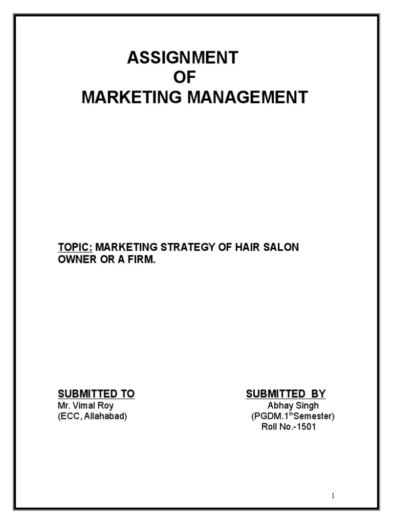 Assignment On Hair Salon | PDF | Marketing Strategy | Marketing