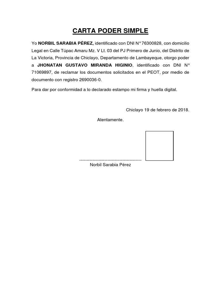 Carta Poder Simple | PDF