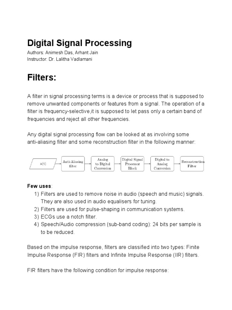 Dsp Notes 1stfebto12thfeb Pdf Filter Signal Processing Digital Signal Processing 6316