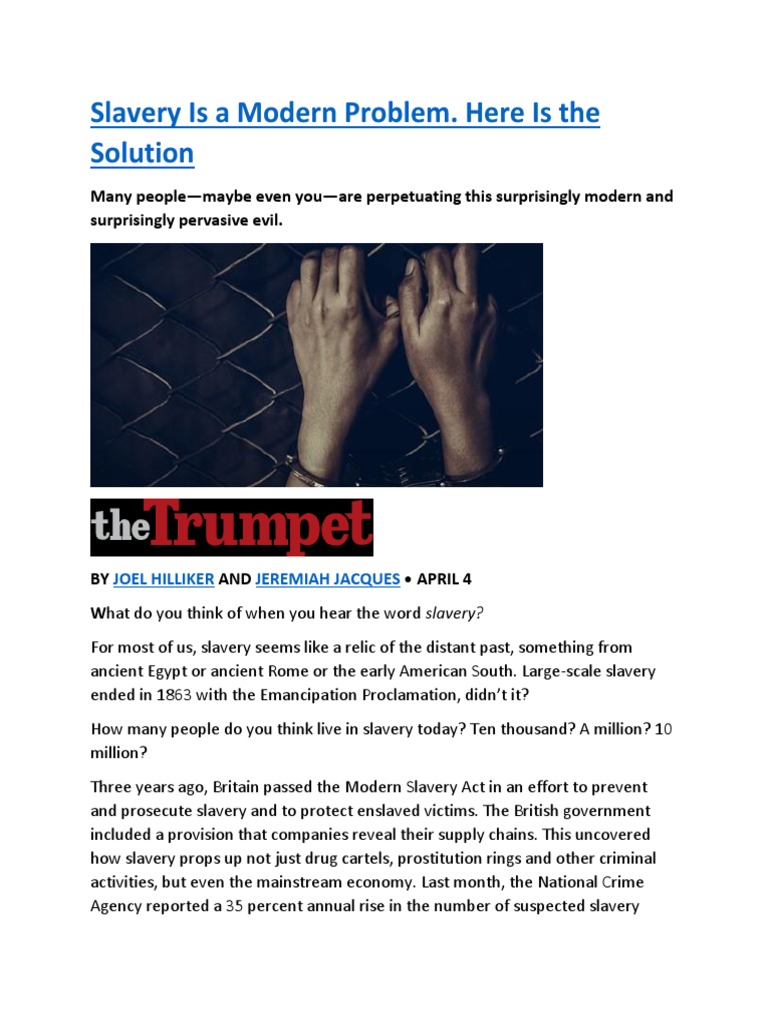 Slavery Is A Modern Problem. Here Is The Solution | PDF | Slavery ...
