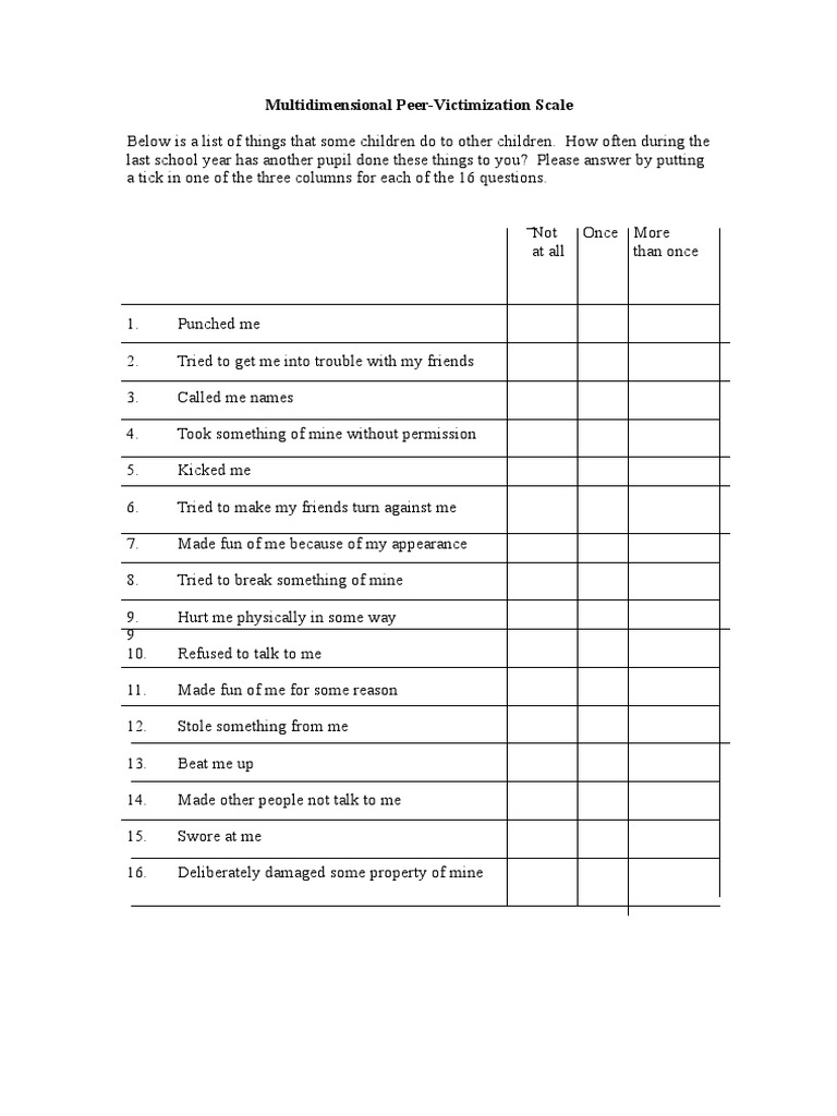 Multidimensional Peer-Victimization Scale | PDF