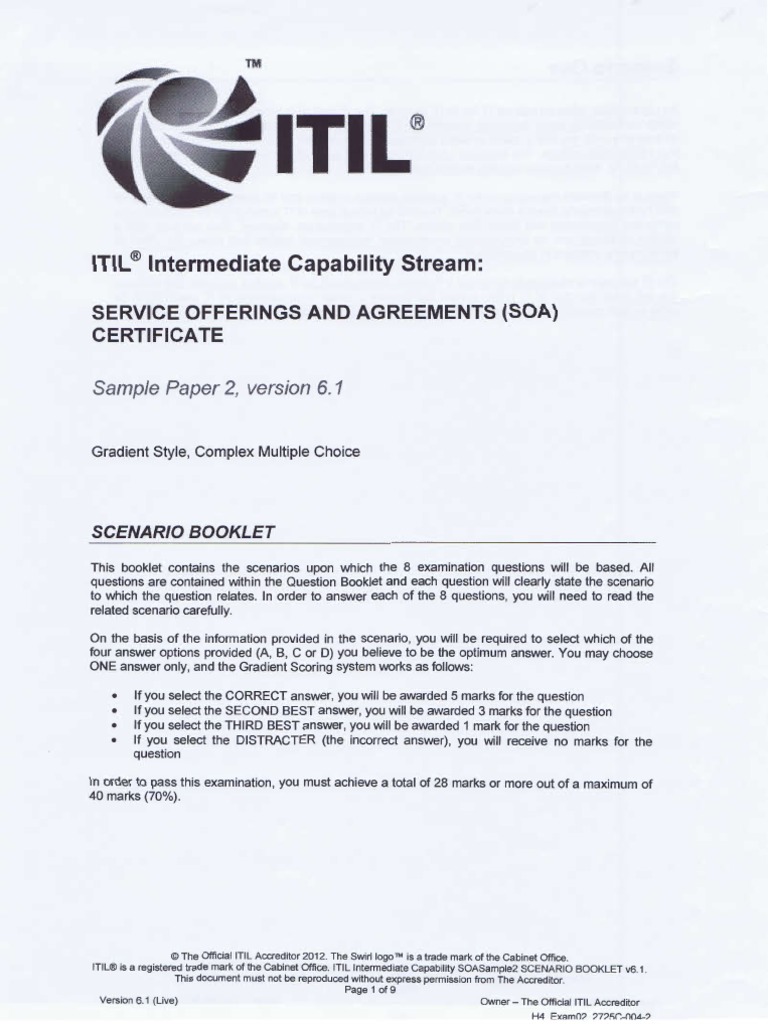 Sample Paper 2 - V6.1 - Scenario Booklet | PDF | Itil | It Service ...