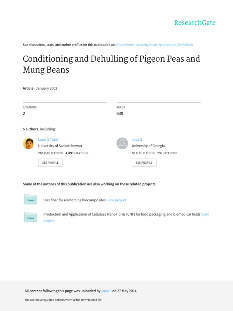Conditioning and Dehulling of Pigeon Peas and Mung | PDF | Bean | Legume