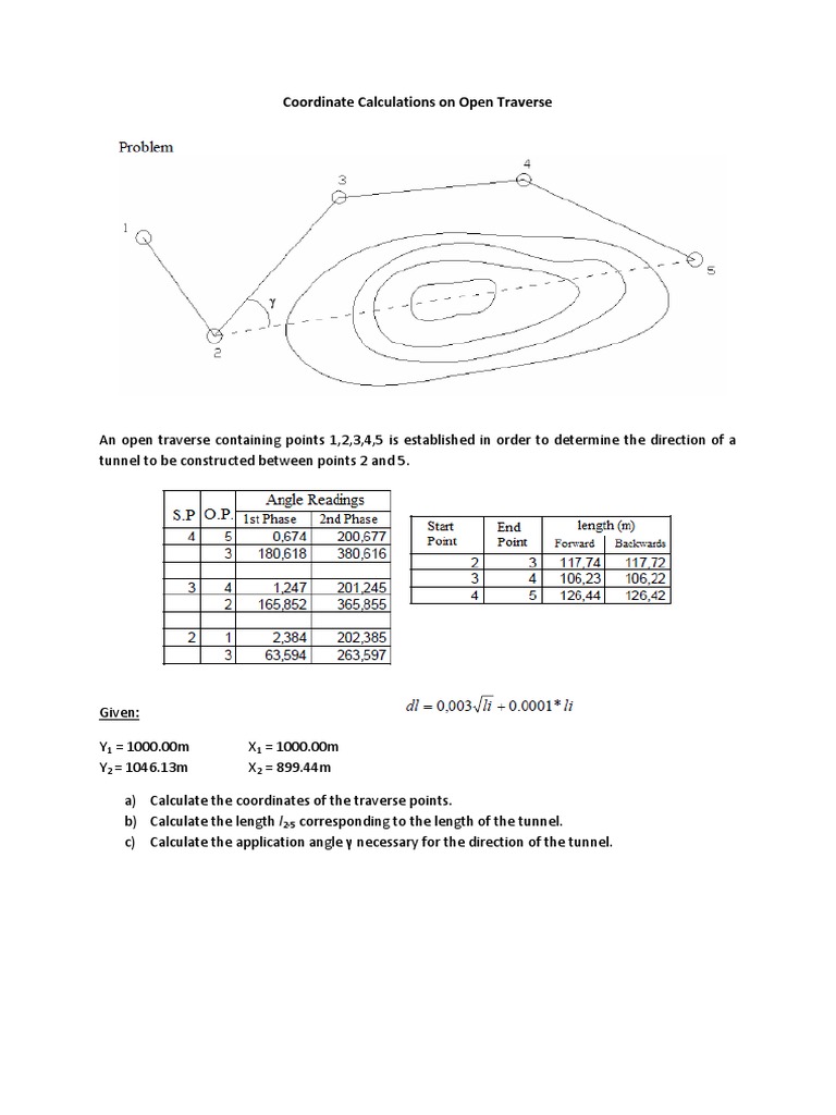 Coordinate Calculations On Open Traverse | PDF