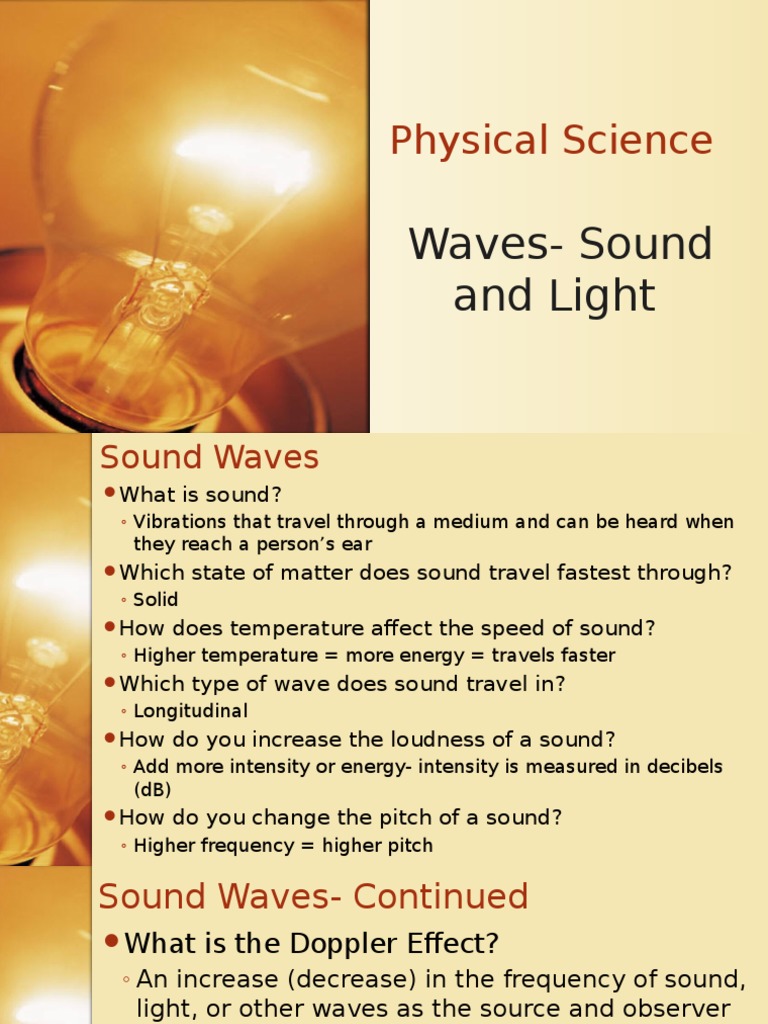 Physical Science - Waves Review | PDF | Light | Waves